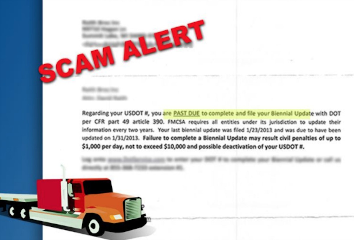 Beware of DOT biennial update scams | Truckers News