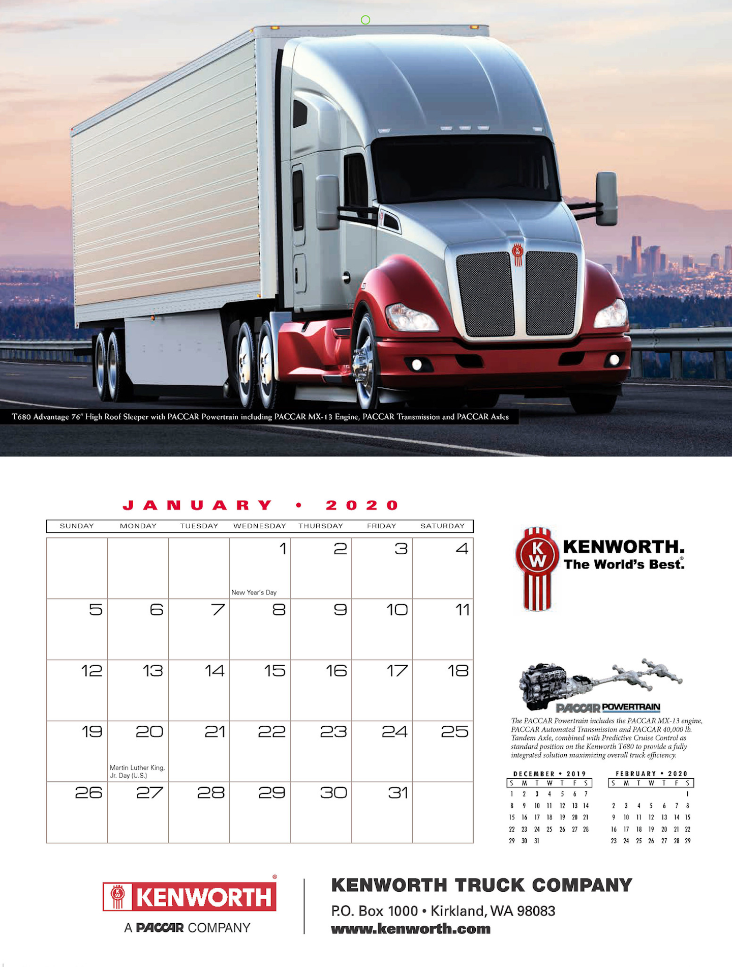 Keep track of 2020 with Kenworth calendar | Truckers News