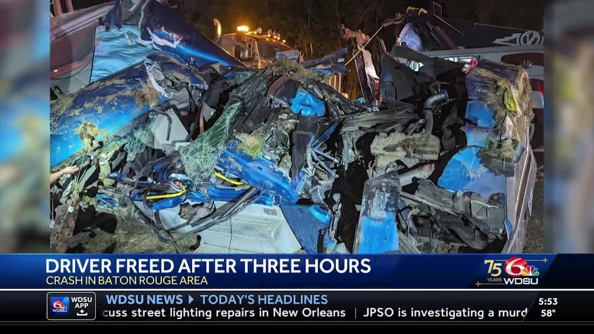 Driver freed after three hours trapped inside overturned tanker truck ...