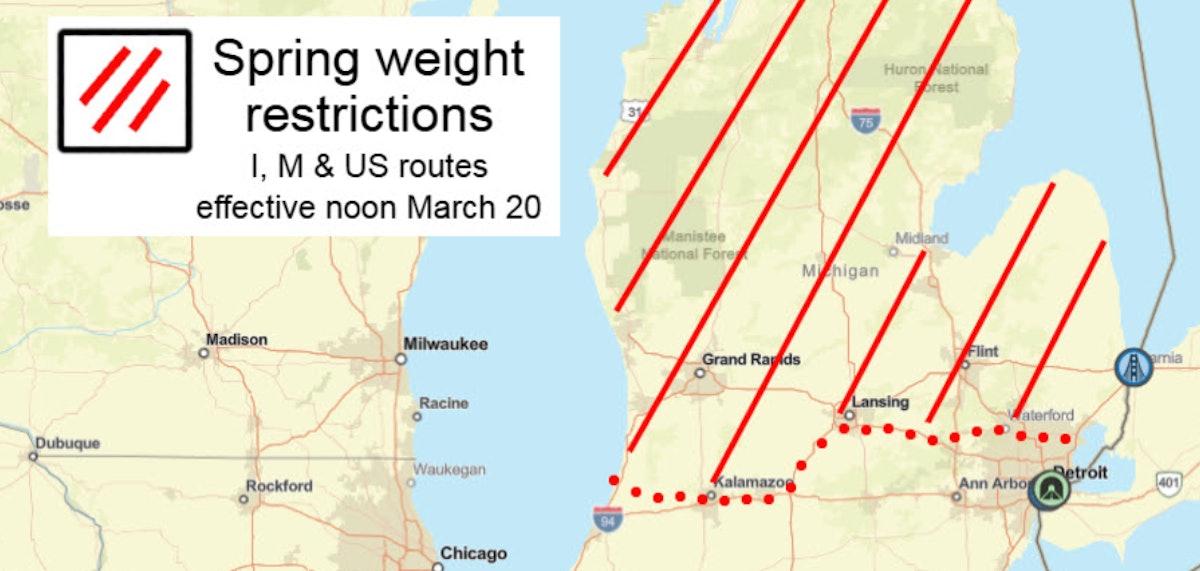 Michigan adjusts weight restrictions on some highways effective today ...
