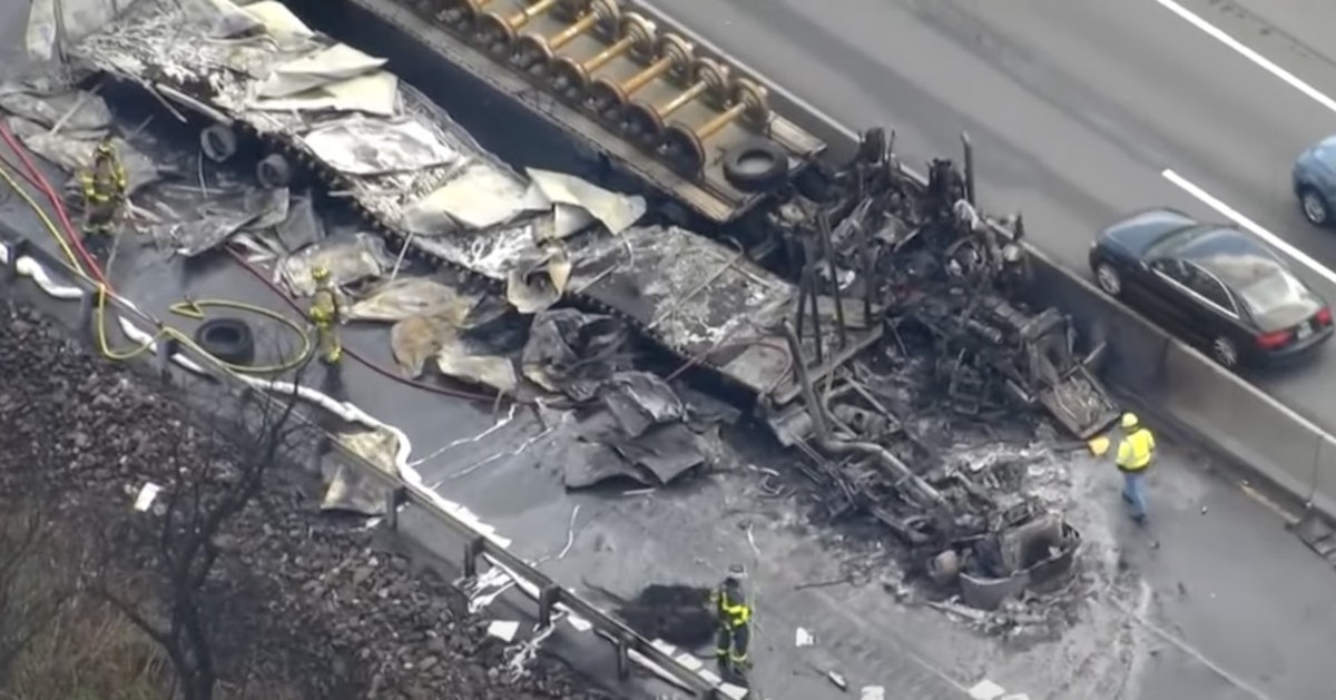 Two tractor-trailers crash, catch fire on PA Turnpike NE Extension | Truckers News
