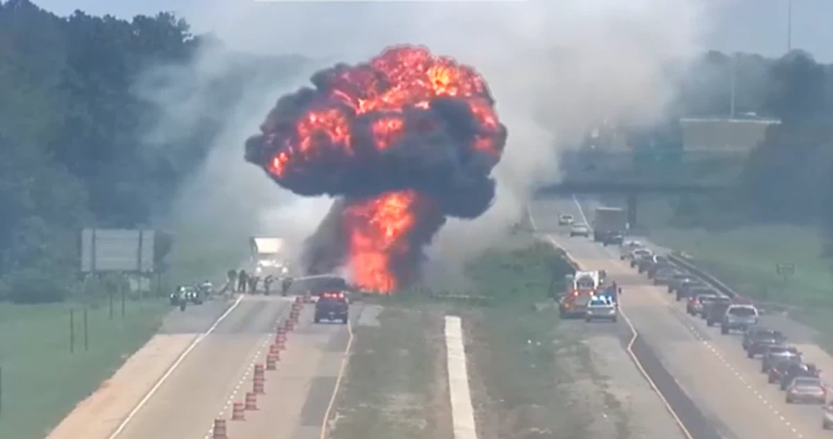 Trucker escapes injury when tractor-trailer explodes, catches fire ...