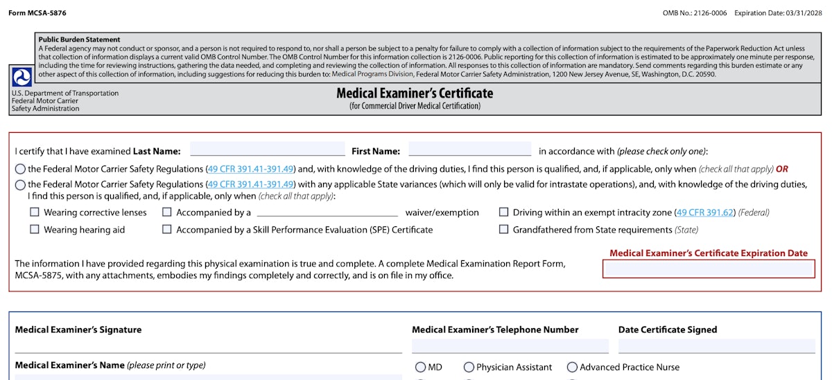 Briefly:FMCSA extends use of paper medical examiner’s certificate ...